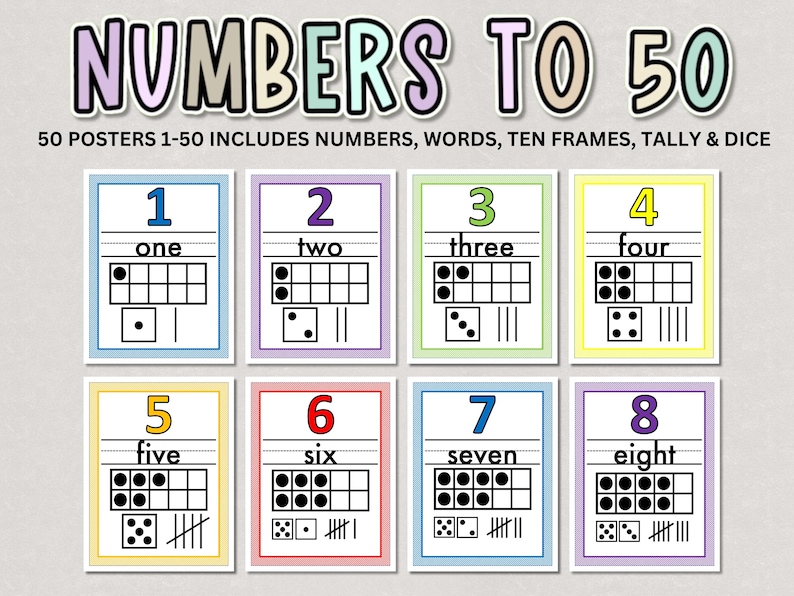 Numbers to 50 Posters - Counting to 50, Writing Numbers to 50, Math ...