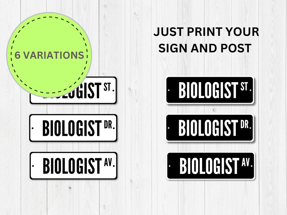 Biologist Street Sign: Classroom Decor Printable (PDF) - Etsy