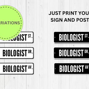 Biologist Street Sign, Biology Classroom, Decor, Display, High School ...
