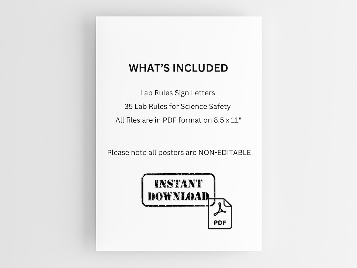 Science Lab Safety Rules Posters: Classroom Decor (PDF) - Etsy
