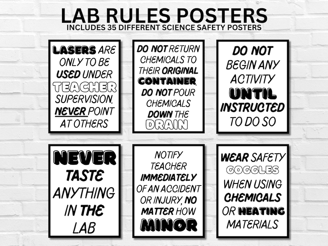 Lab Rules Science Safety Posters, Science Classroom, Decor, Display ...