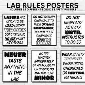 Lab Rules Science Safety Posters, Science Classroom, Decor, Display ...