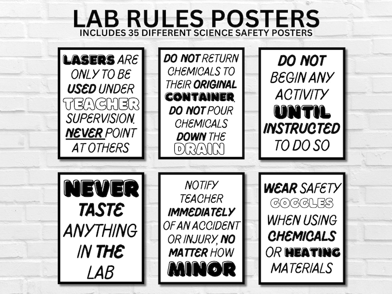 Lab Rules Science Safety Posters, Science Classroom, Decor, Display ...