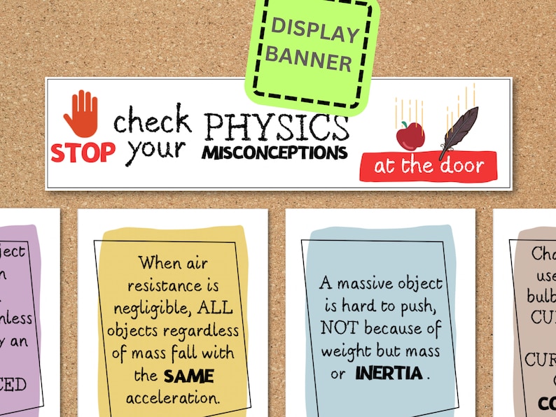 Physics Misconceptions Posters, Physics Classroom Decor, Wall Art ...