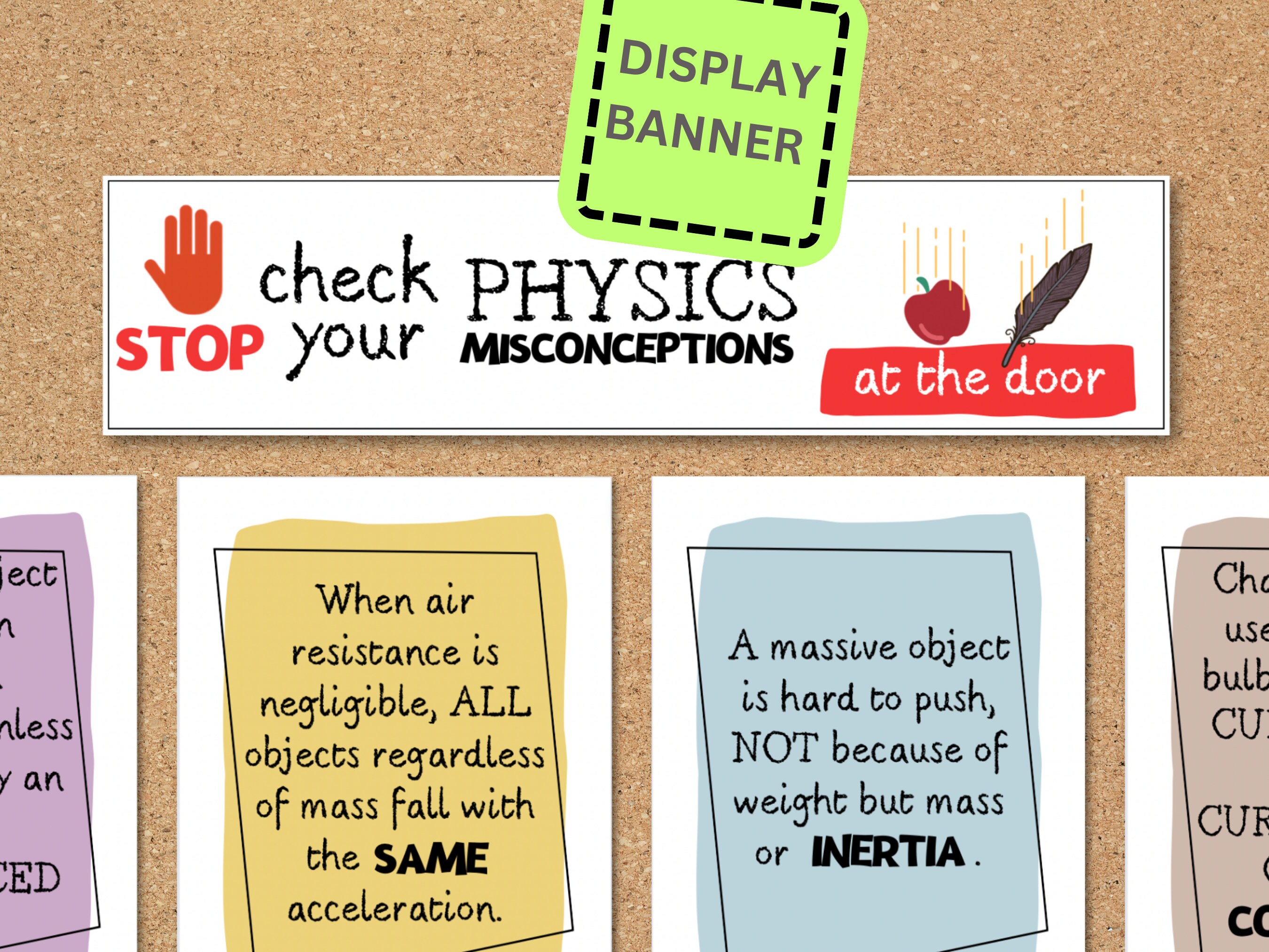Physics Misconceptions Posters, Physics Classroom Decor, Wall Art ...