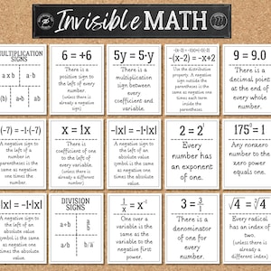 Invisible Math Posters: Classroom Decor, High School, Middle School ...