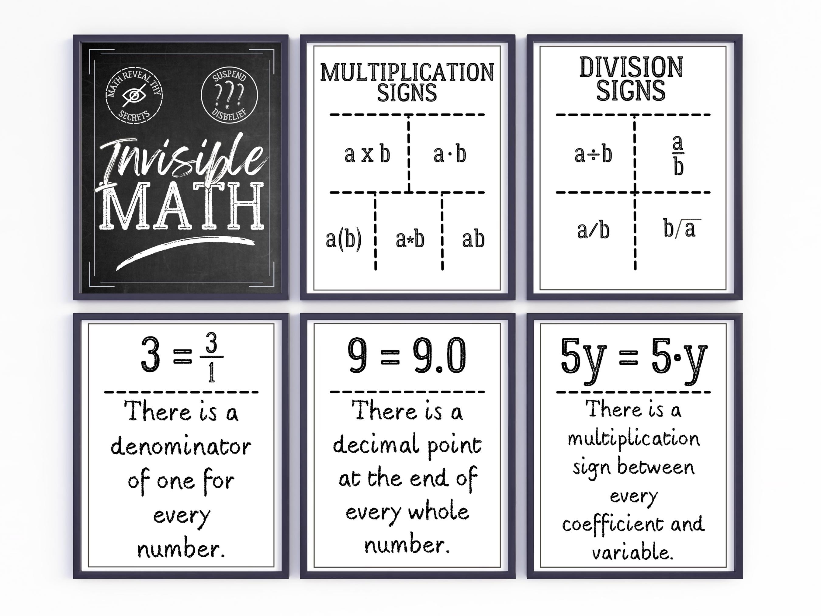 Invisible Math Posters: Classroom Decor, High School, Middle School ...