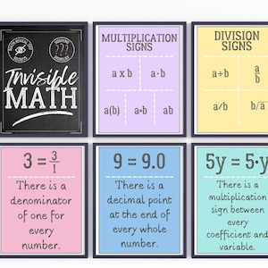 Invisible Math Posters: Classroom Decor, High School, Middle School ...
