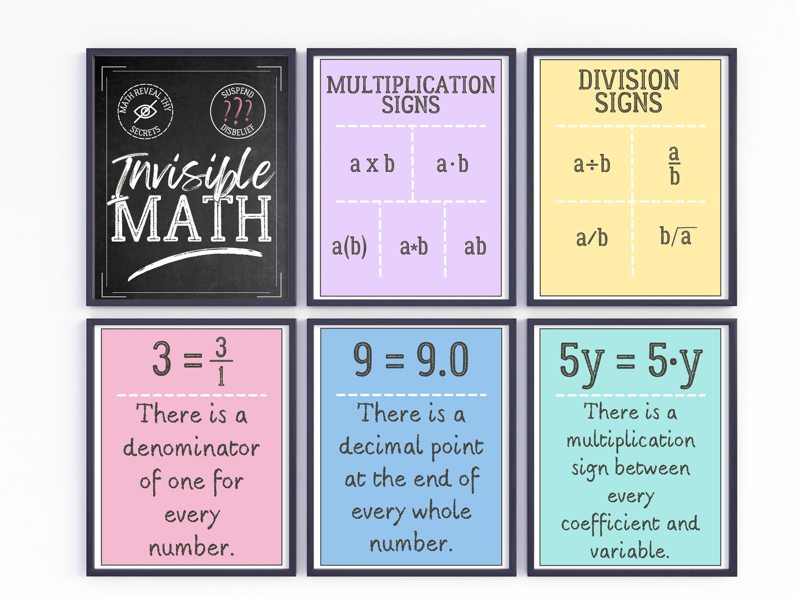 Invisible Math Posters: Classroom Decor, High School, Middle School ...