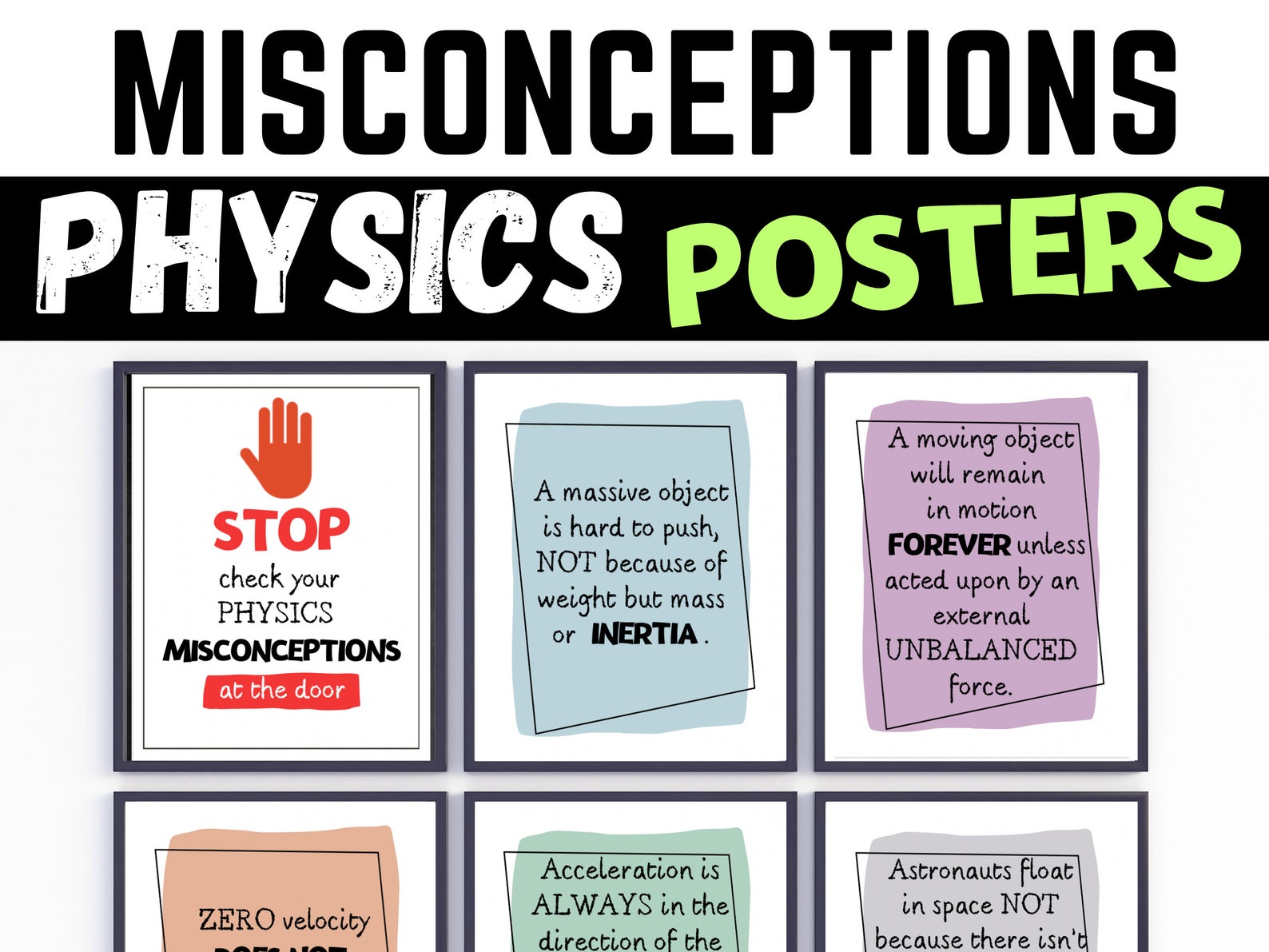 Physics Misconceptions Posters, Physics Classroom Decor, Wall Art ...