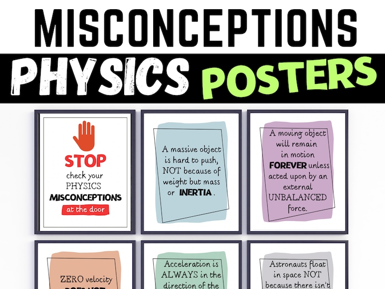 Physics Misconceptions Posters, Physics Classroom Decor, Wall Art ...