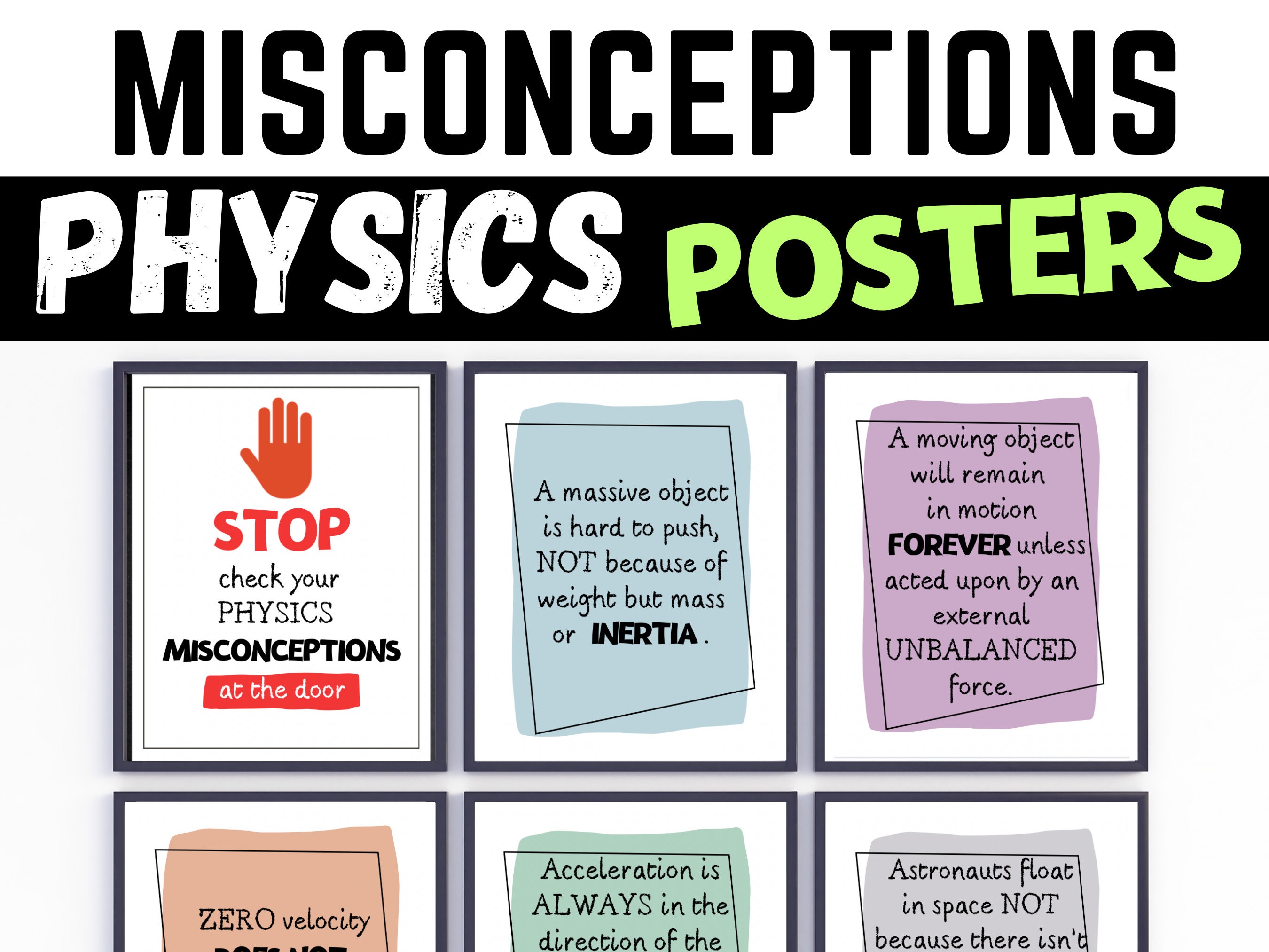 Physics Misconceptions Posters, Physics Classroom Decor, Wall Art ...