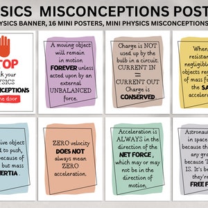 Physics Misconceptions Posters, Physics Classroom Decor, Wall Art ...