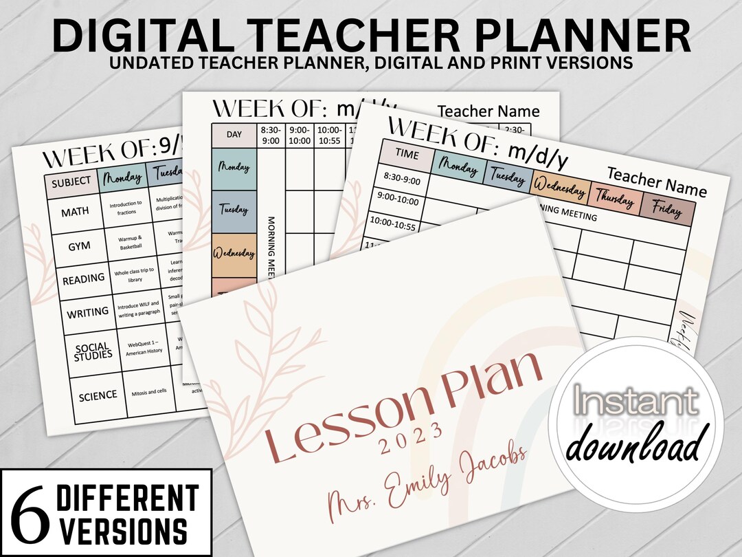 Digital Teacher Planner, Lesson Planner, Weekly Teacher Planner ...