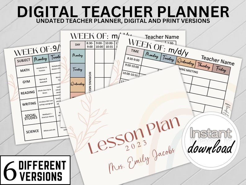 Digital Teacher Planner, Lesson Planner, Weekly Teacher Planner ...