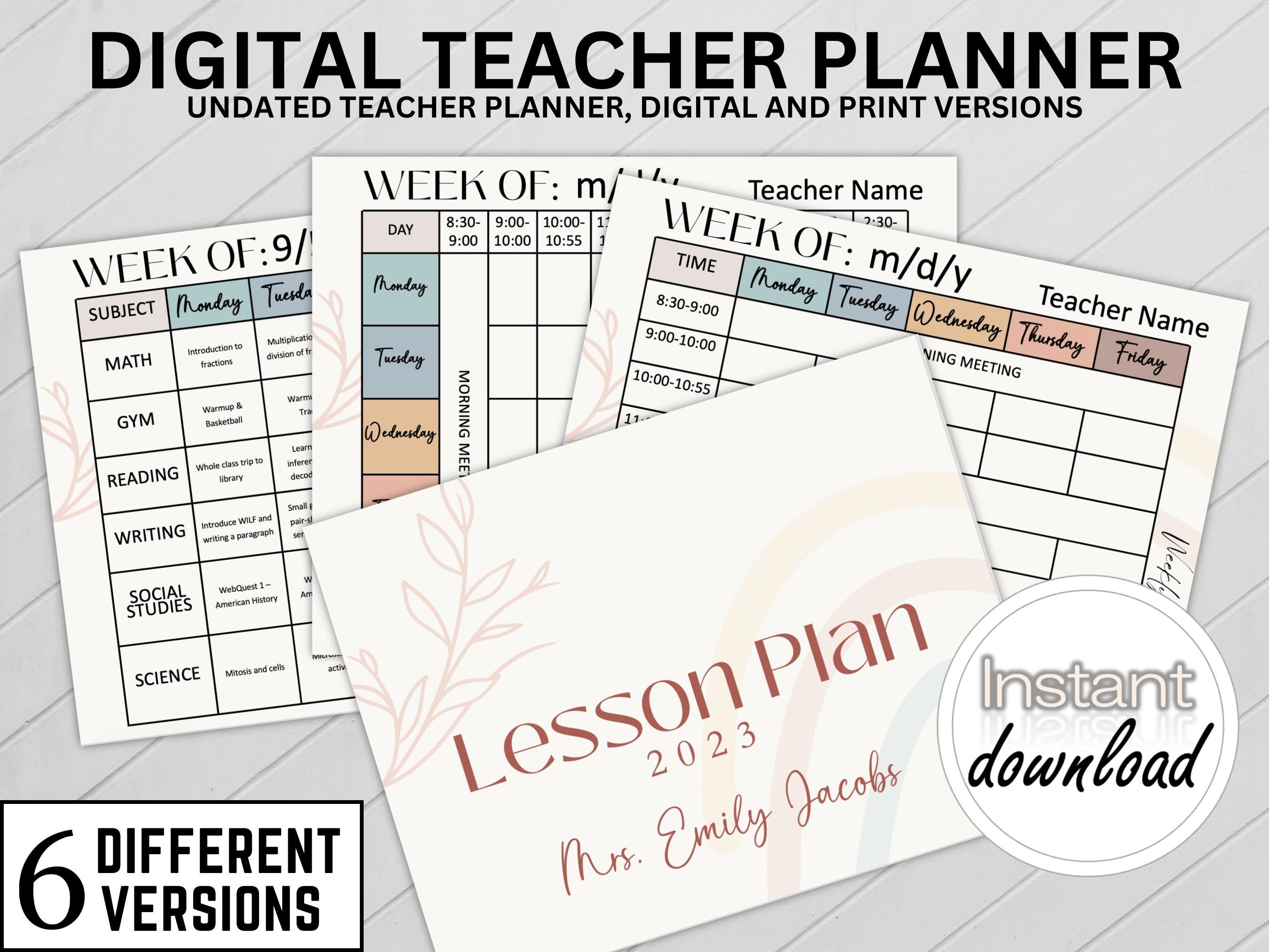 Digital Teacher Planner, Lesson Planner, Weekly Teacher Planner ...
