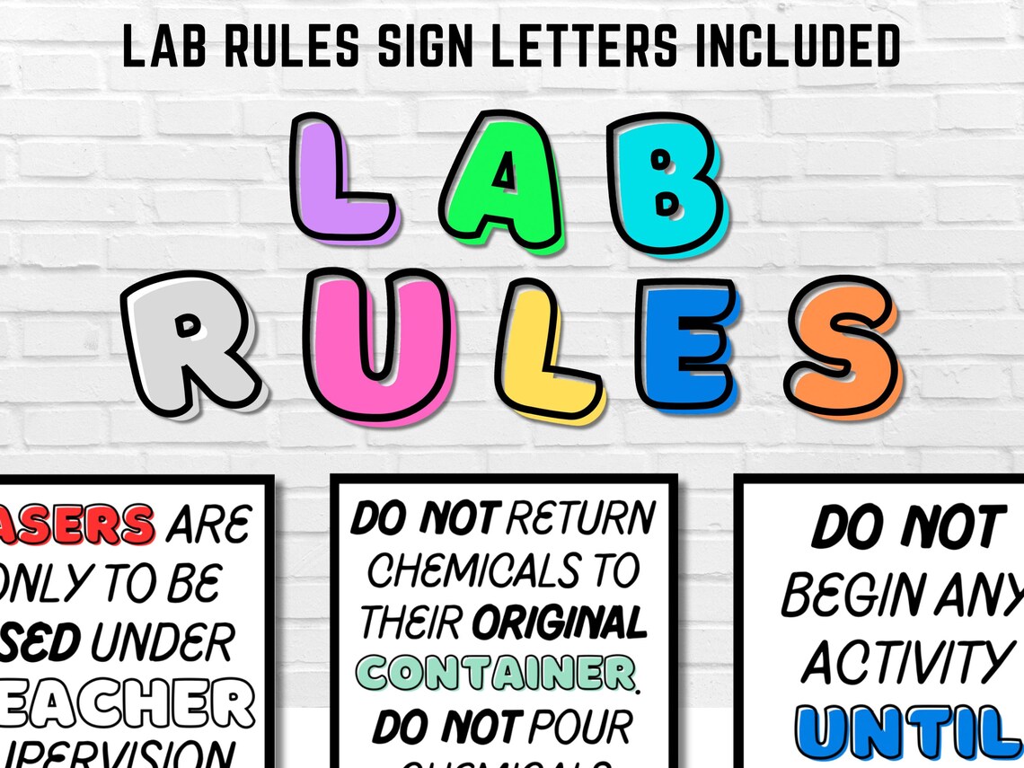 Lab Rules Science Safety Posters, Science Classroom, Decor, Display ...