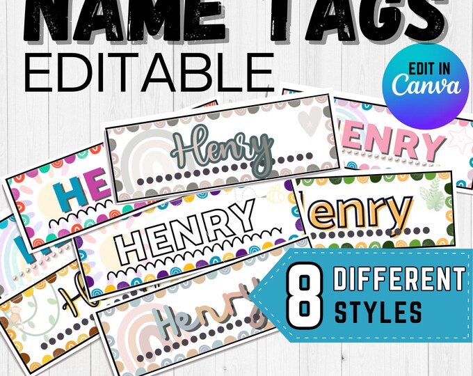 Printable Classroom Desk Plates, Student Name Tags, Editable Canva ...