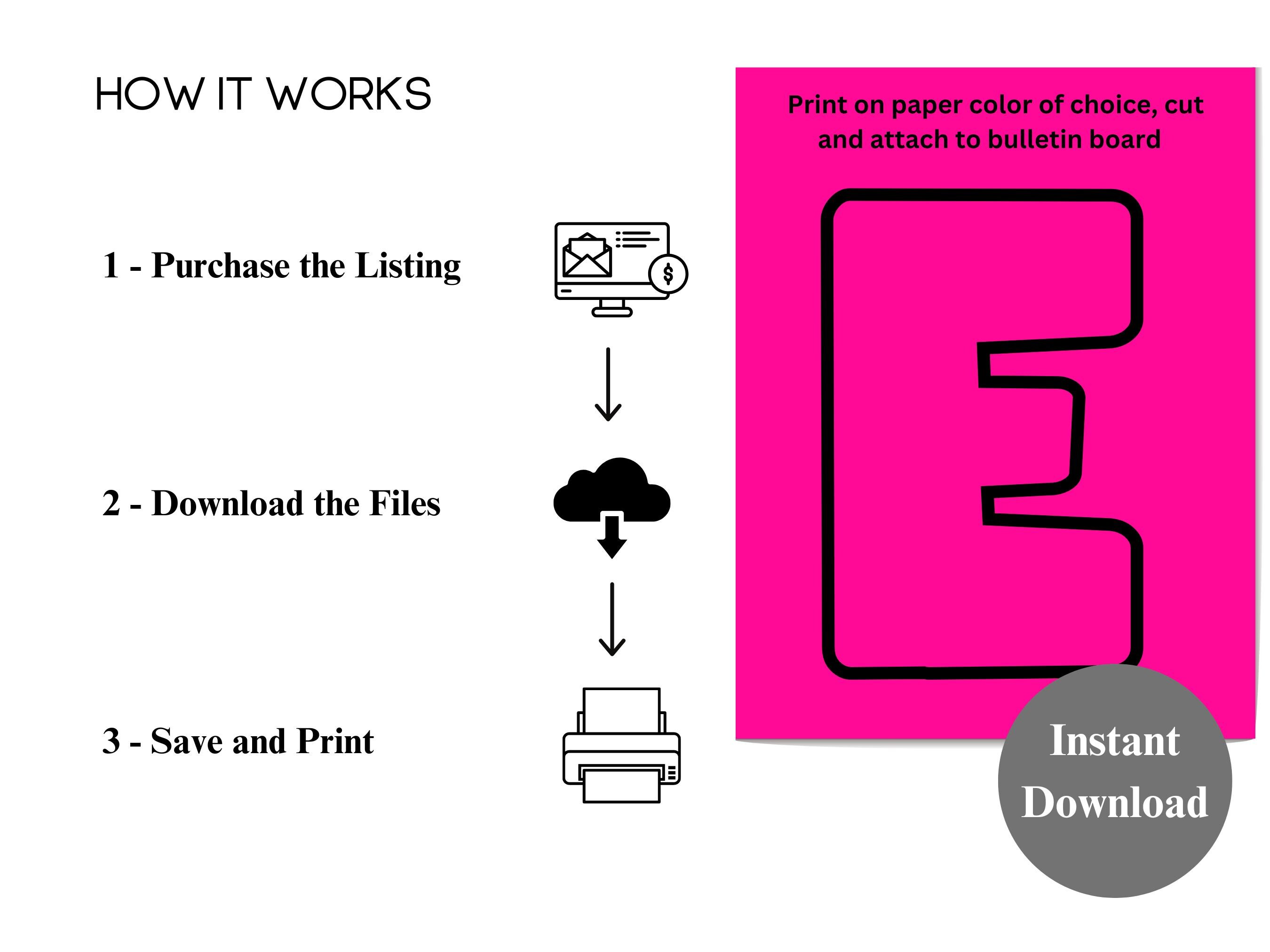 Bulletin Board Letters, Printable, Math Classroom, Decor, Display, High ...