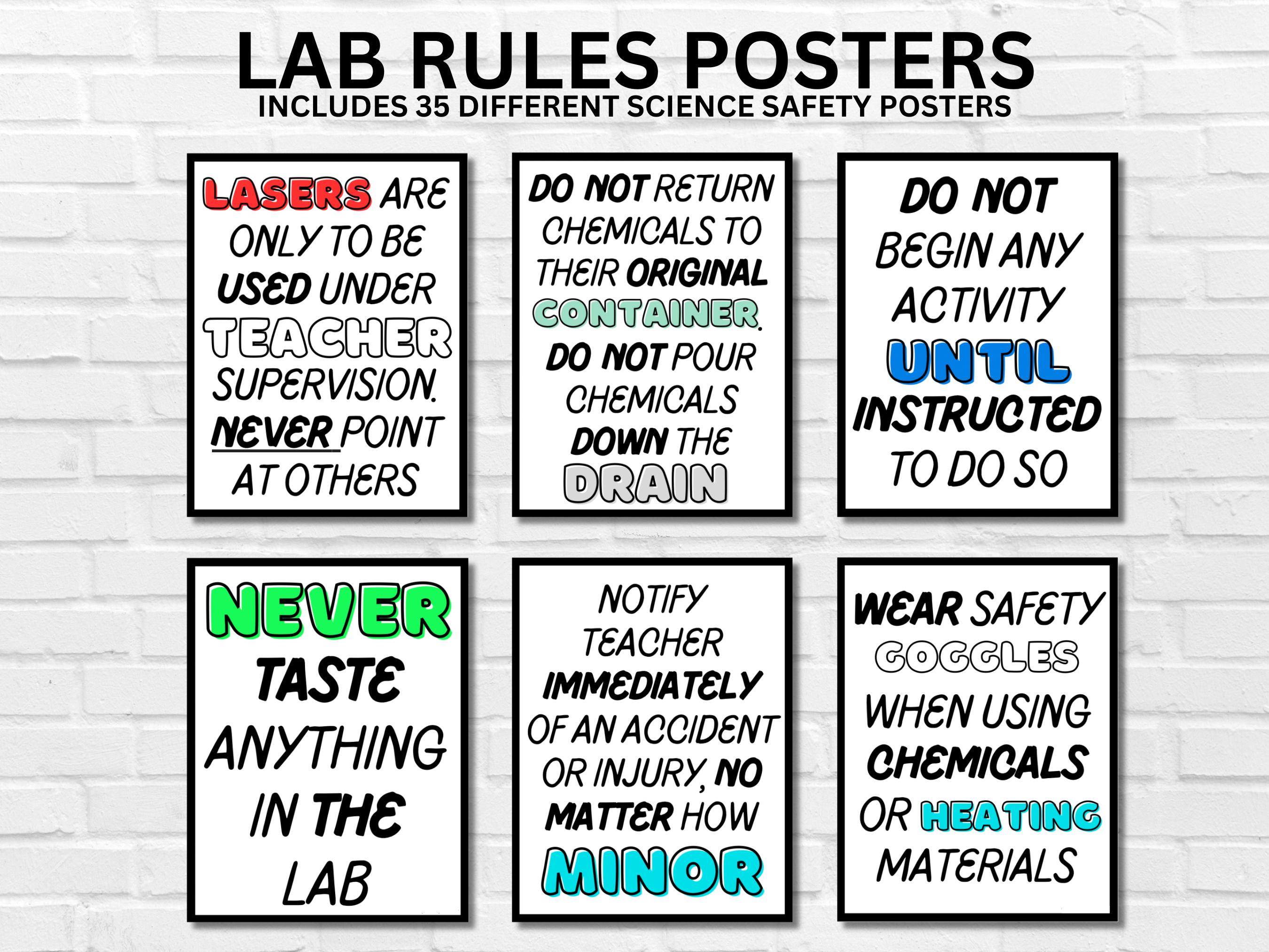 Lab Rules Science Safety Posters, Science Classroom, Decor, Display ...