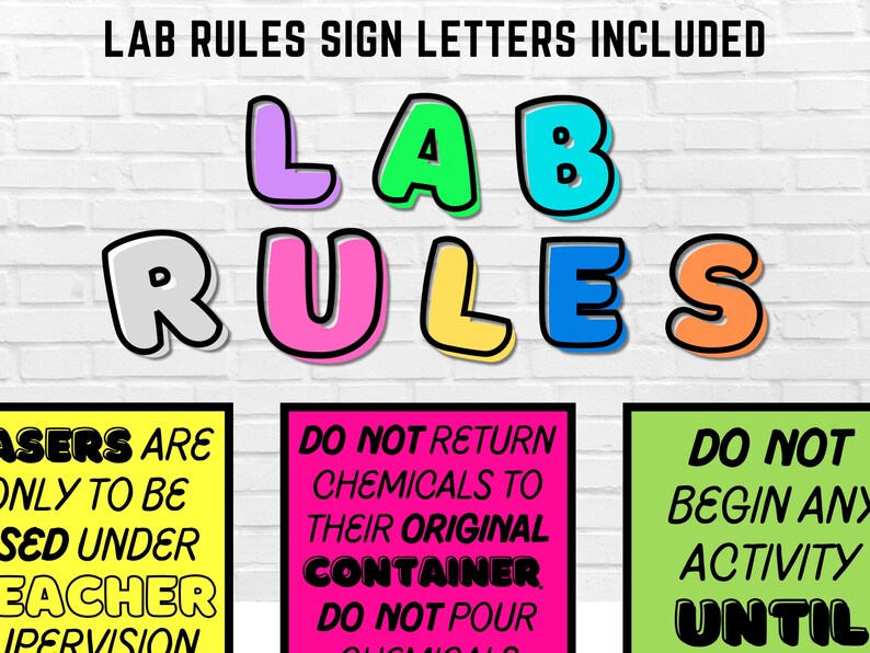Lab Rules Science Safety Posters, Science Classroom, Decor, Display ...