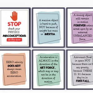 Physics Misconceptions Posters, Physics Classroom Decor, Wall Art ...