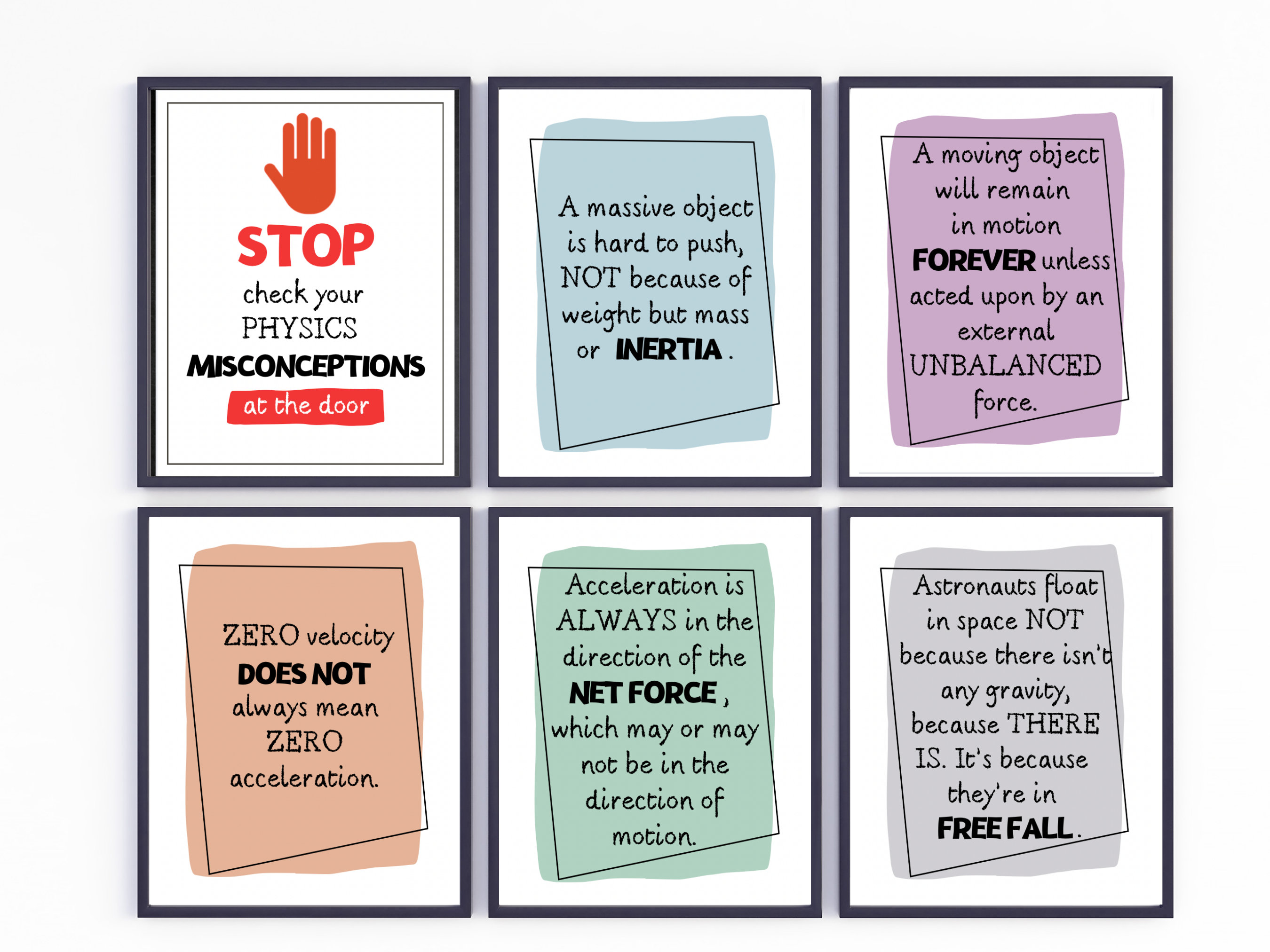 Physics Misconceptions Posters, Physics Classroom Decor, Wall Art ...