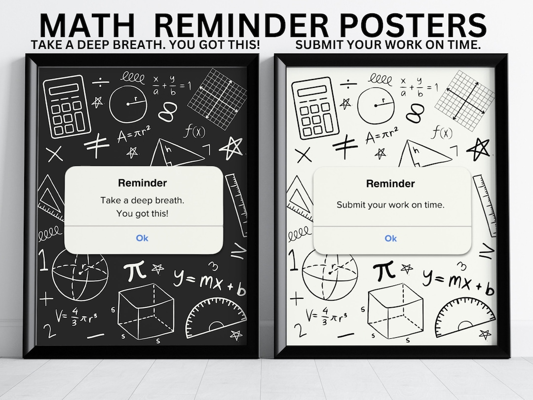 Math Reminder Posters: High School & Middle School Decor (digital ...
