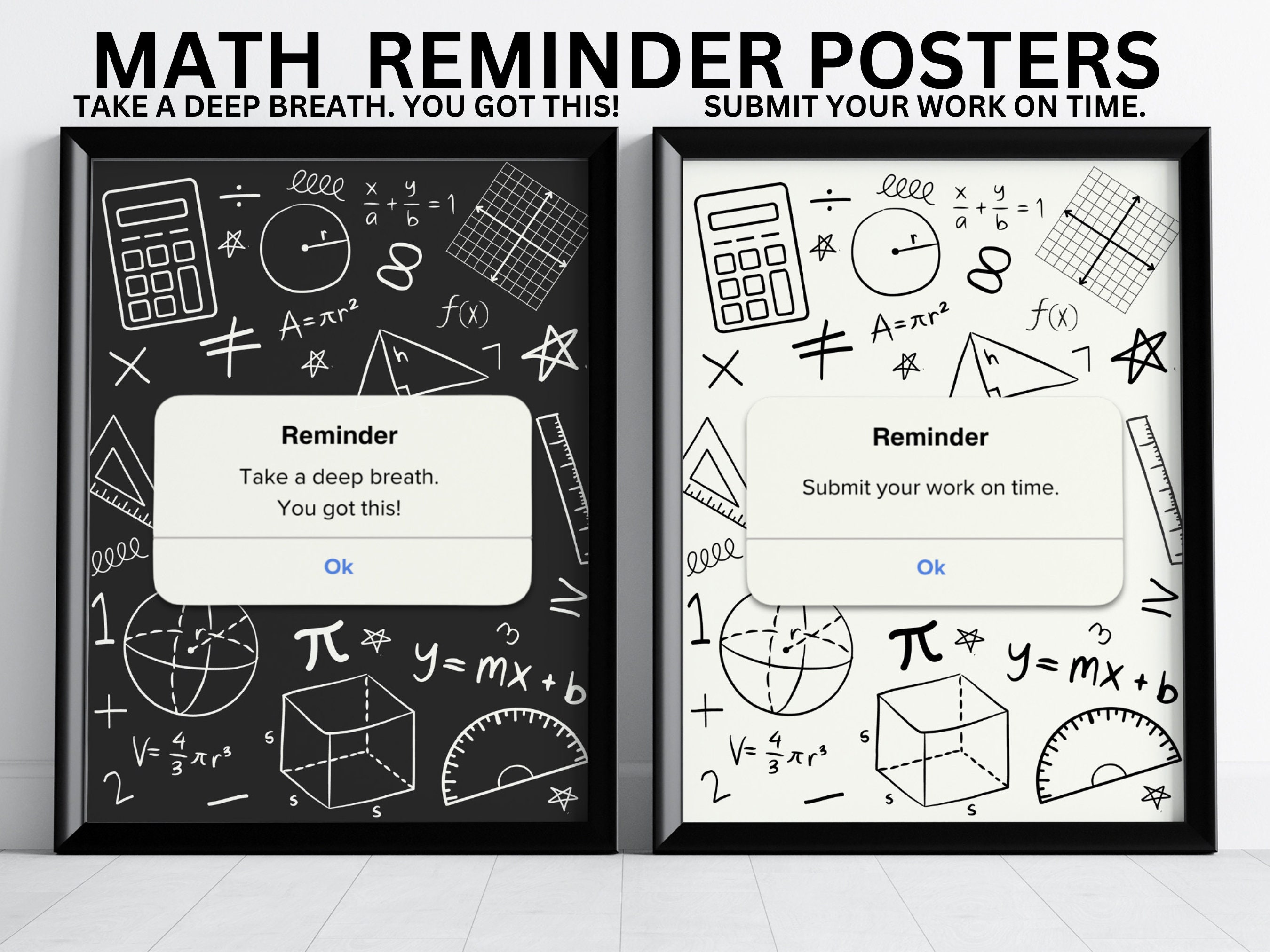 Math Reminder Posters: High School & Middle School Decor (digital ...
