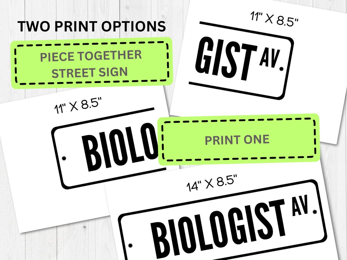 Biologist Street Sign: Classroom Decor Printable (PDF) - Etsy
