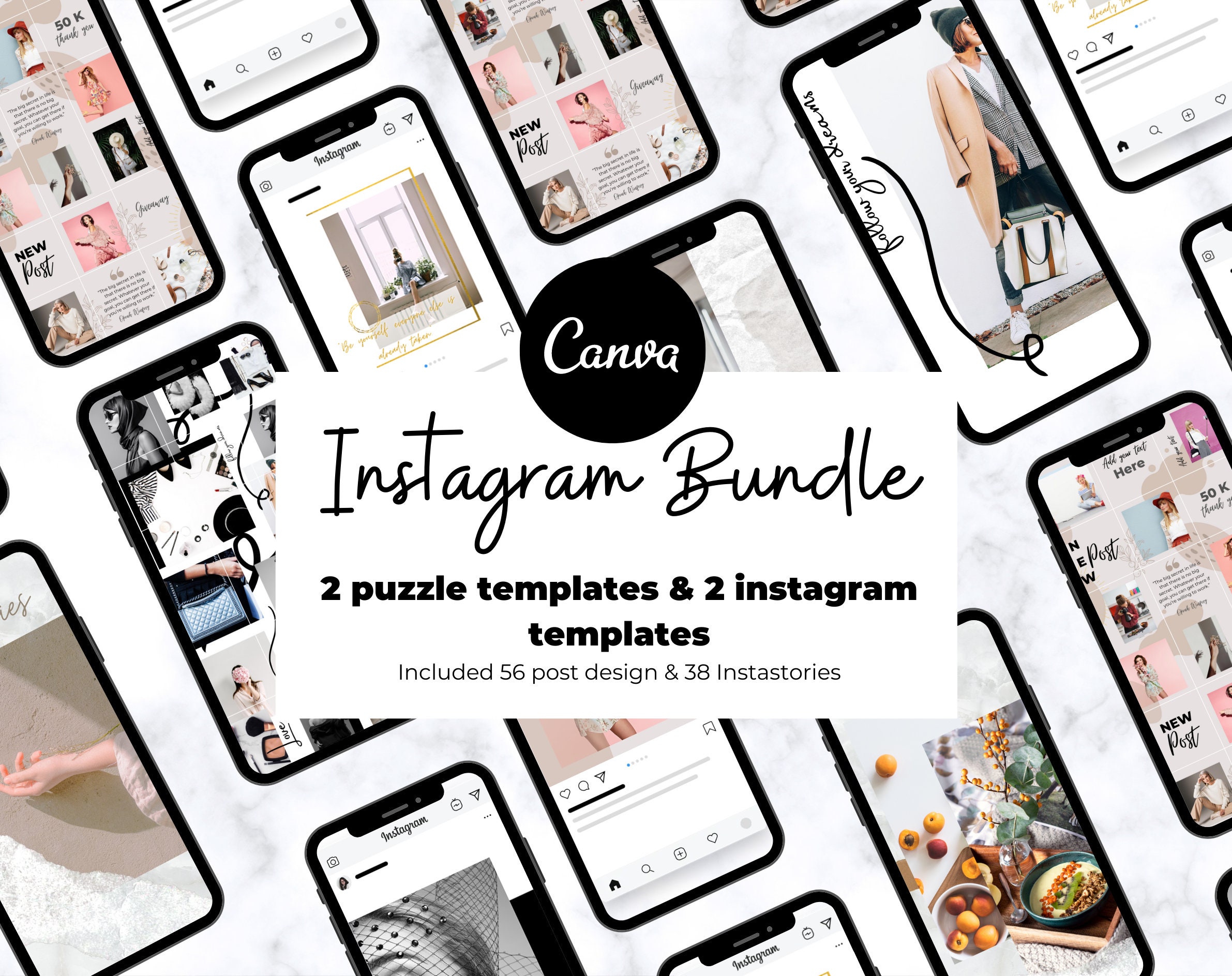 Instagram Bundle Canva Template | Instagram Puzzle Canva Template ...