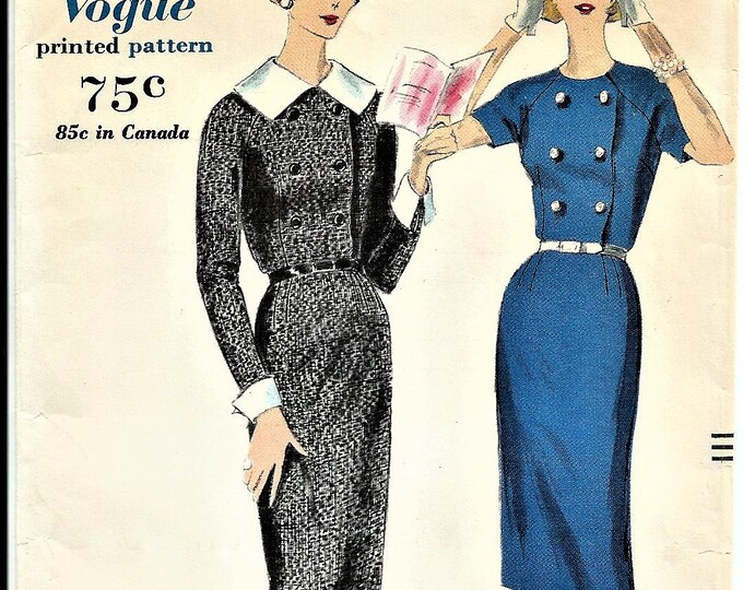 Vogue 9838 Vintage 1959 Sewing Pattern Womans Wiggle Dress Double ...