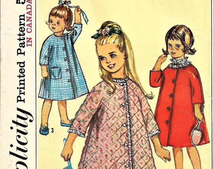 Simplicity 5760 Vintage 1964 Sewing Pattern Girls Robe Jiffy Pattern ...