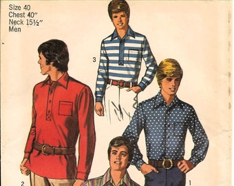 Mccall's 5389, Vintage 1960 Sewing Pattern, Men's Casual Shirt, Button ...