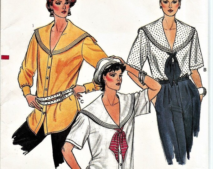 Vogue 9224, Vintage 1985 Sewing Pattern, Misses Button Front Blouse ...