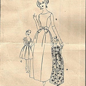 Butterick 2489, Vintage 1963 Sewing Pattern Misses Formal Dress, Full ...