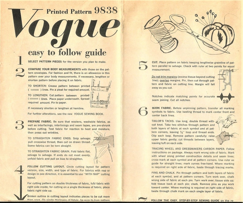 Vogue 9838 Vintage 1959 Sewing Pattern Womans Wiggle Dress - Etsy