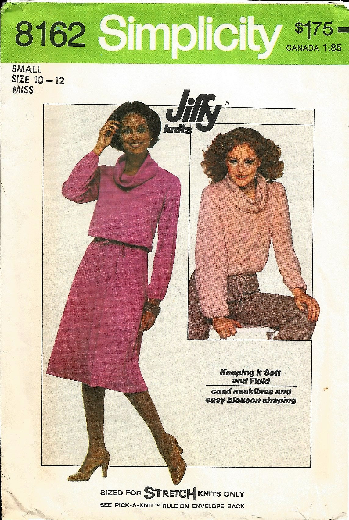 Simplicity 8162 Vintage 1977 Sewing Pattern Misses Jiffy Knits A-line ...