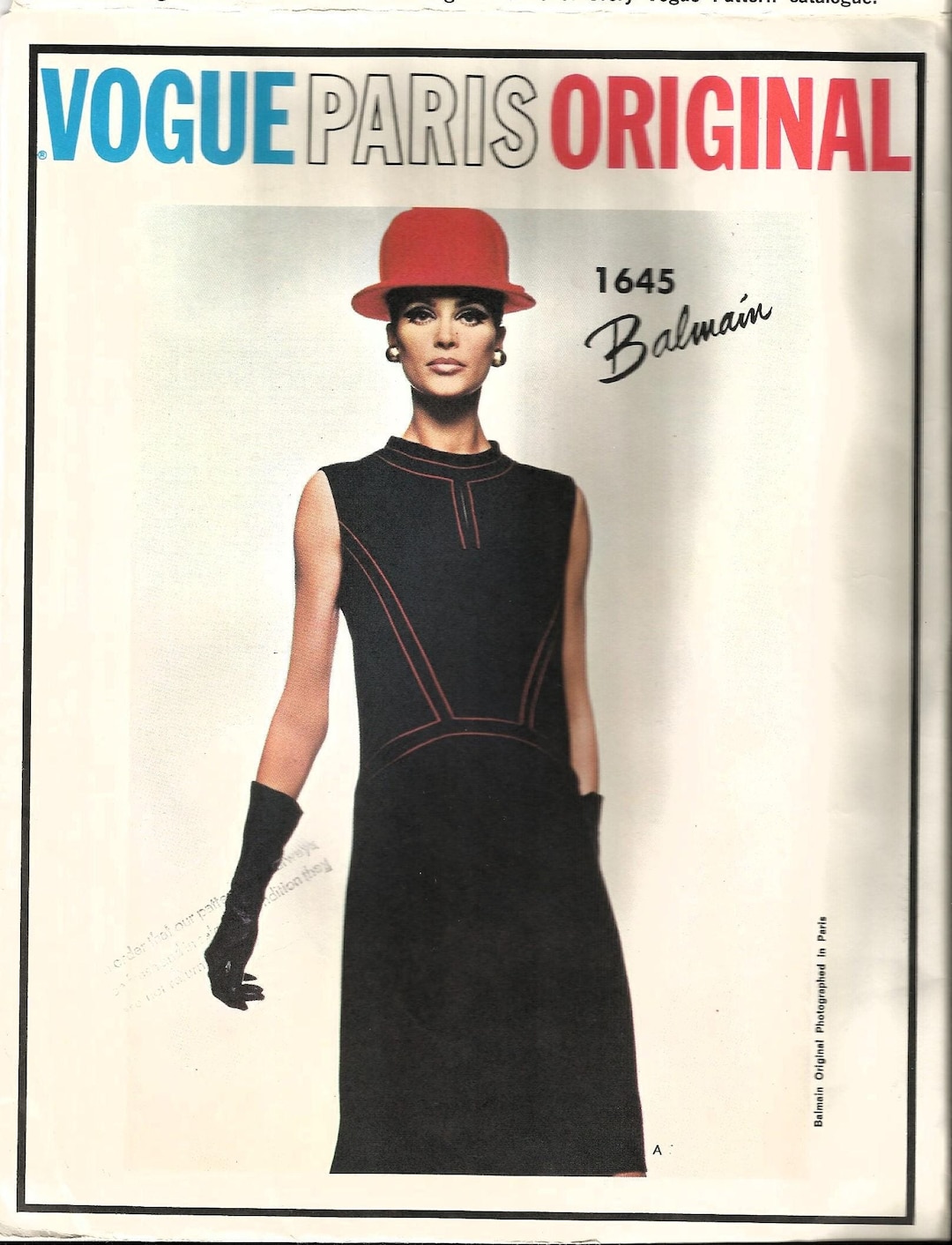 Vogue 1645, Vintage 1966 Sewing Pattern, Balmain Paris Original, RARE ...