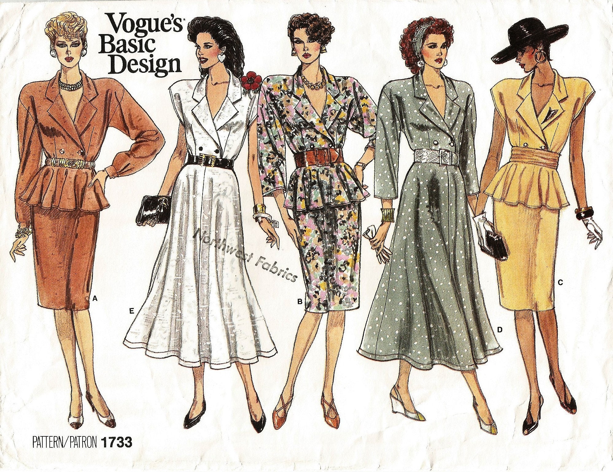 Vogue 1733, Vintage 1986 Sewing Pattern, Vogue Basic Design Dress ...