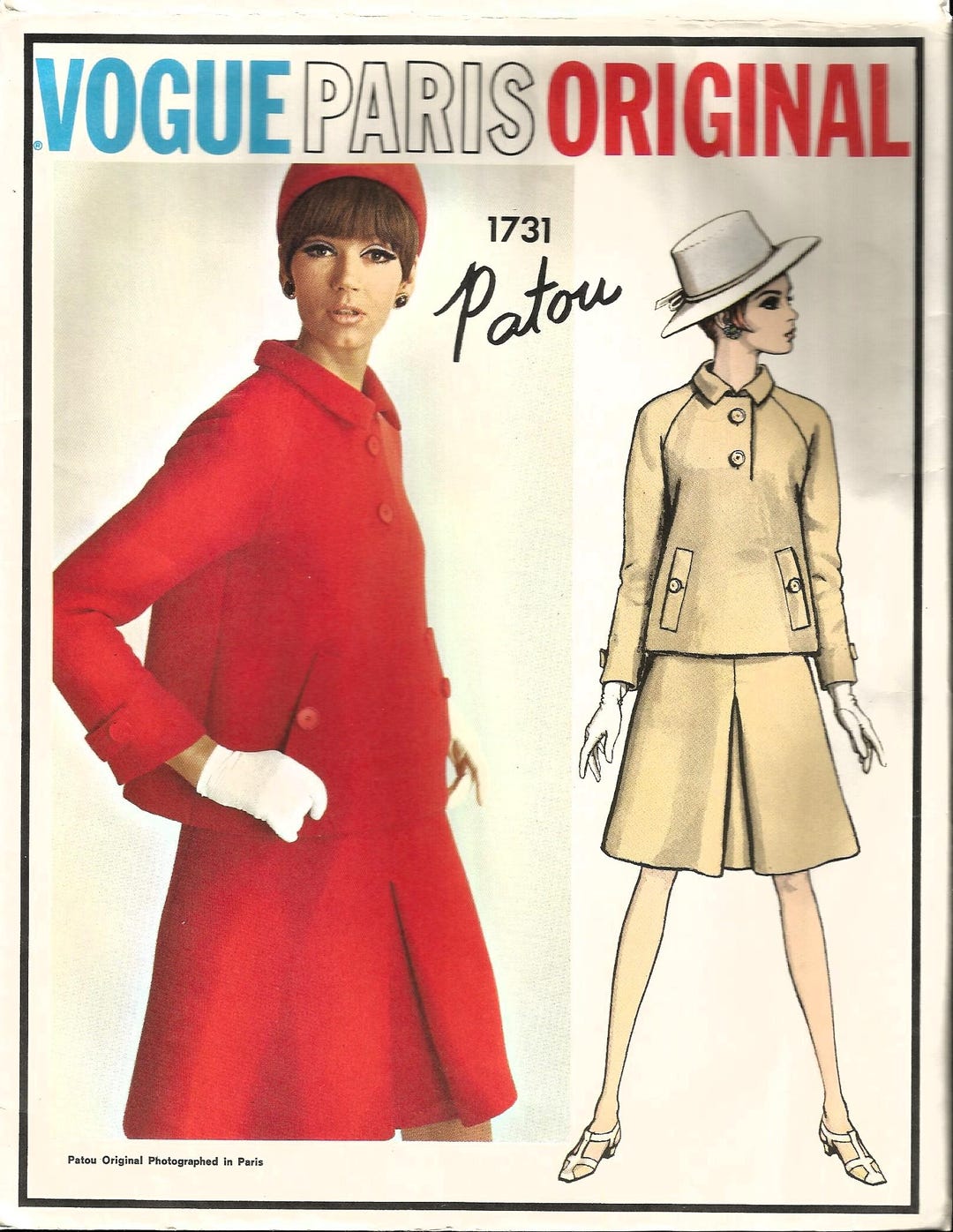 Vogue 1731, Vintage 1967 Sewing Pattern, Patou Paris Original Two Piece ...
