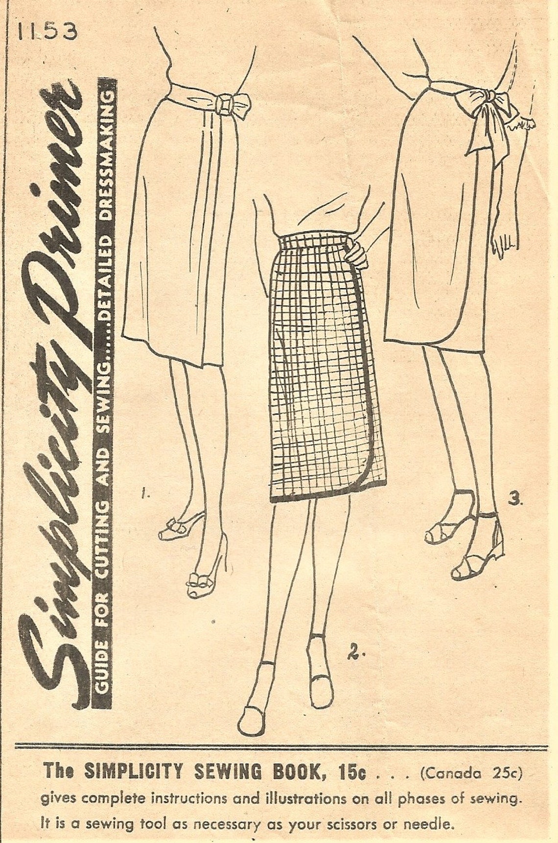 Simplicity 1153 Vintage 1944 Sewing Pattern Misses Slim Wrap | Etsy