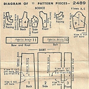 Butterick 2489, Vintage 1963 Sewing Pattern Misses Formal Dress, Full ...