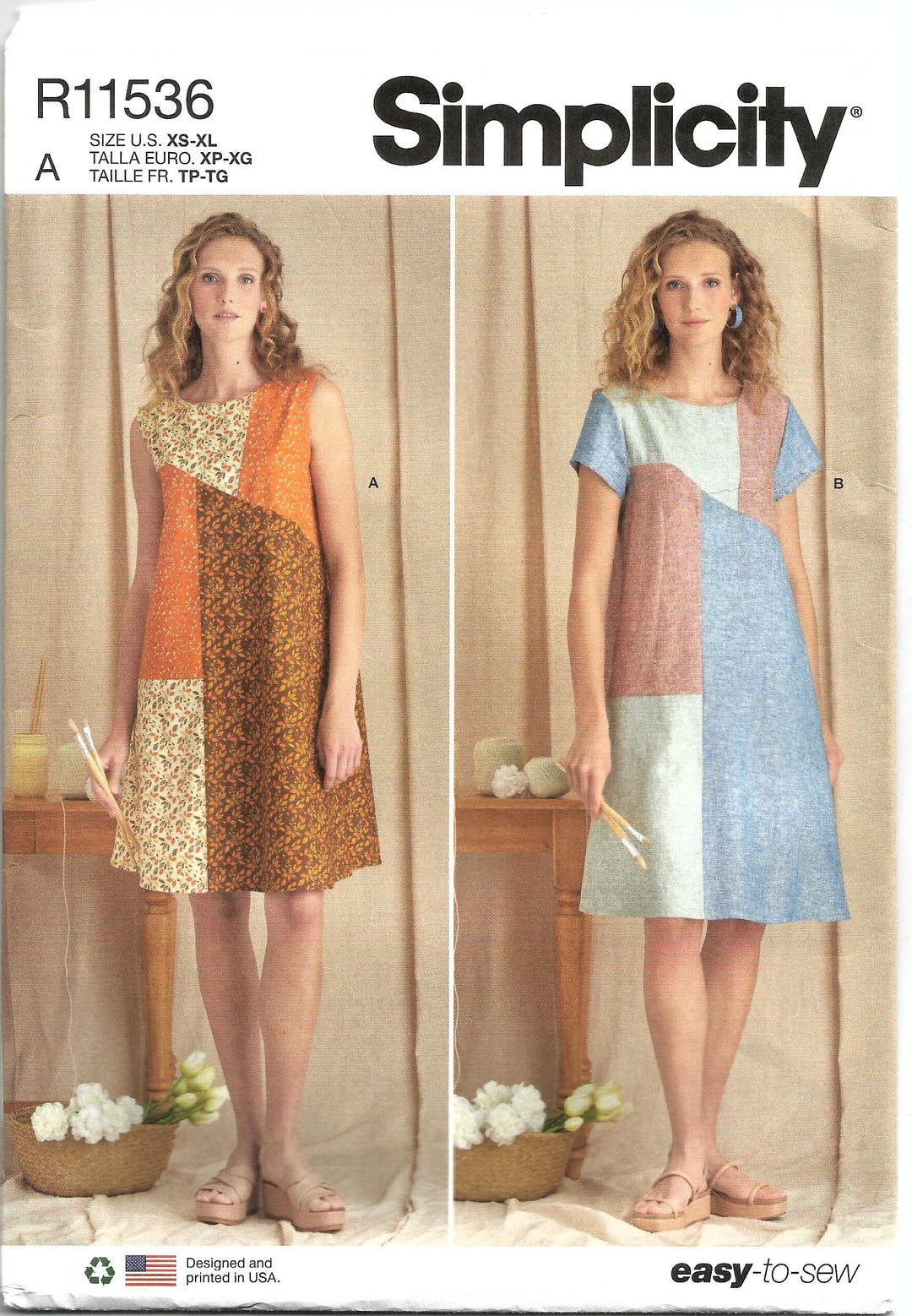 Simplicity 9615, Vintage 2022 Sewing Pattern, Misses Colorblocked Dress ...
