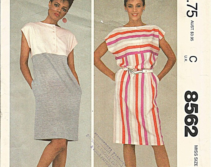 Mccall's 8562, Vintage 1983 Sewing Pattern, Misses Pullover Shift Dress ...