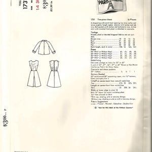 Vogue 1731, Vintage 1967 Sewing Pattern, Patou Paris Original Two Piece ...