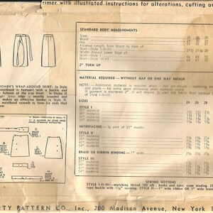 Simplicity 1153 Vintage 1944 Sewing Pattern Misses Slim Wrap Skirt WW2 ...