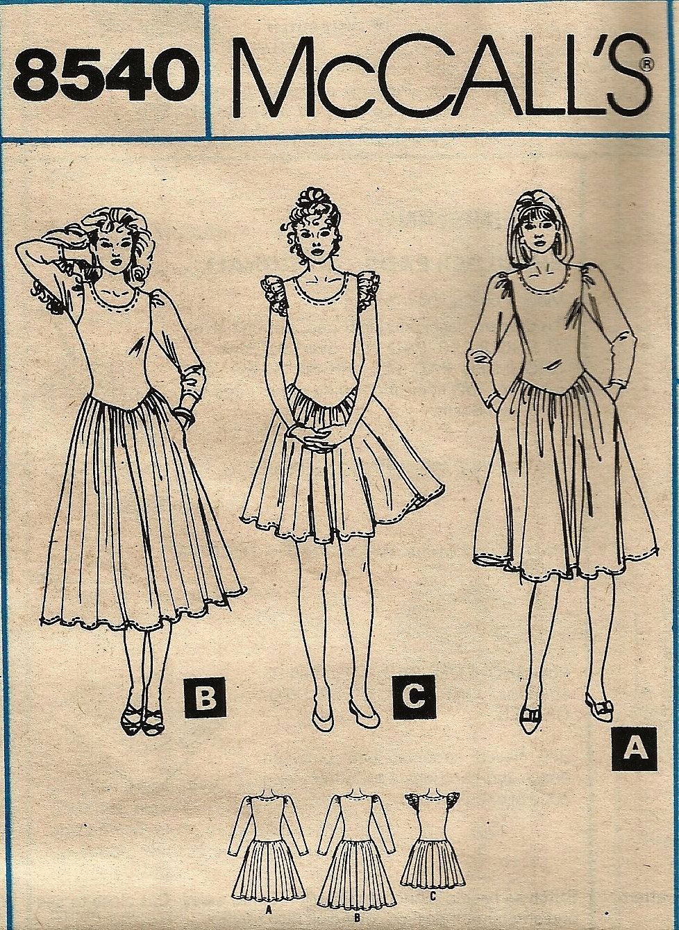 Mccall's 8540, Vintage 1983 Sewing Pattern, Misses Knit Dress, Dropped ...
