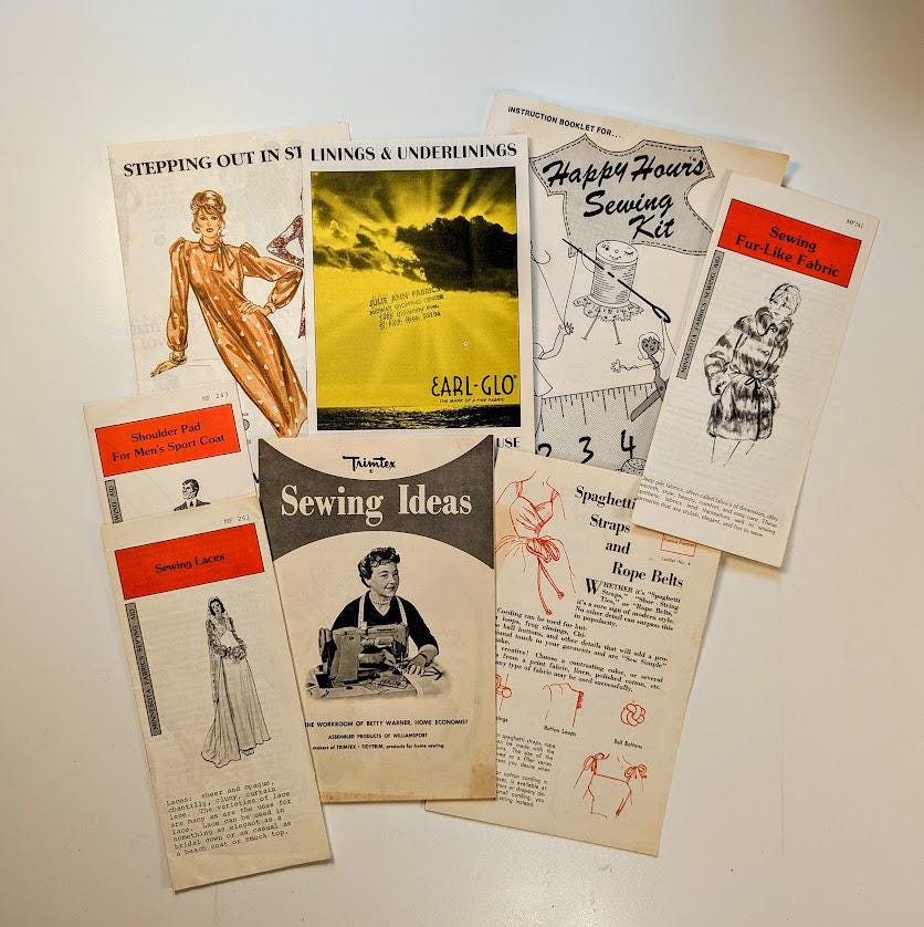 Collection of Paper Ephemera About Sewing, 8 Pamphlets and Ads, Apparel ...