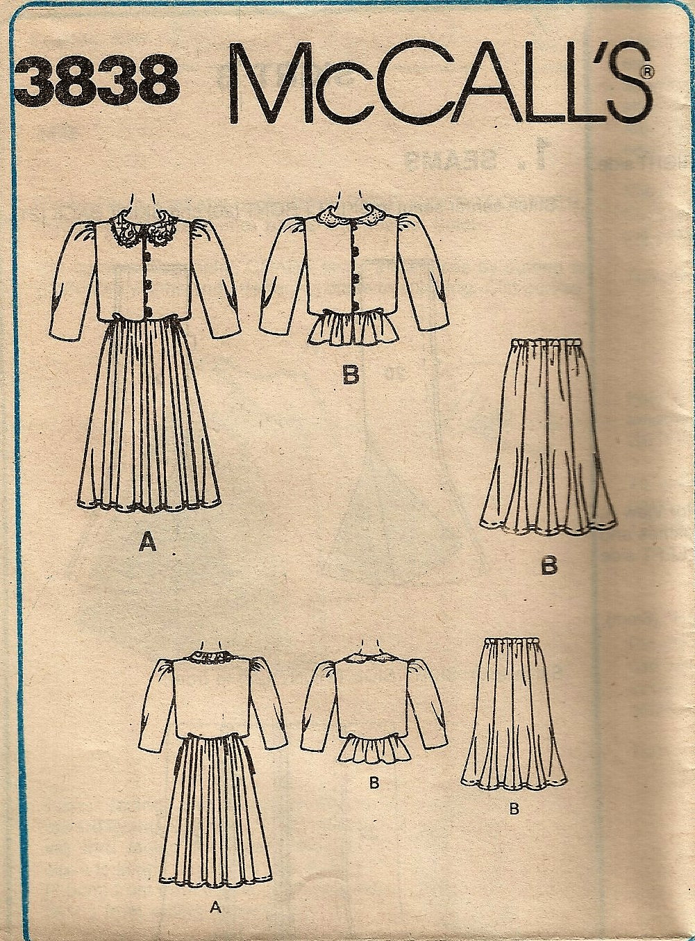 Mccalls 3838, Vintage 1988 Sewing Pattern, Misses 1 or 2 Piece Dress ...